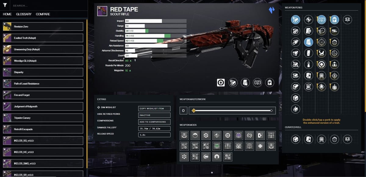 Red Tape god roll guide for Destiny 2 PvE and PvP
