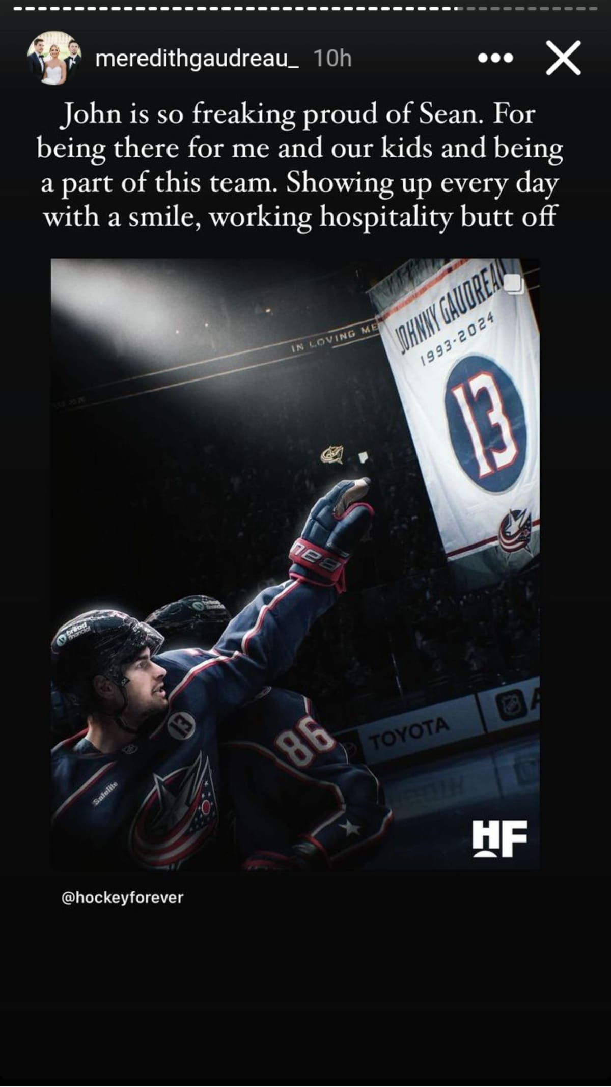 Johnny Gaudreau's widow Meredith pens emotional message for Sean ...