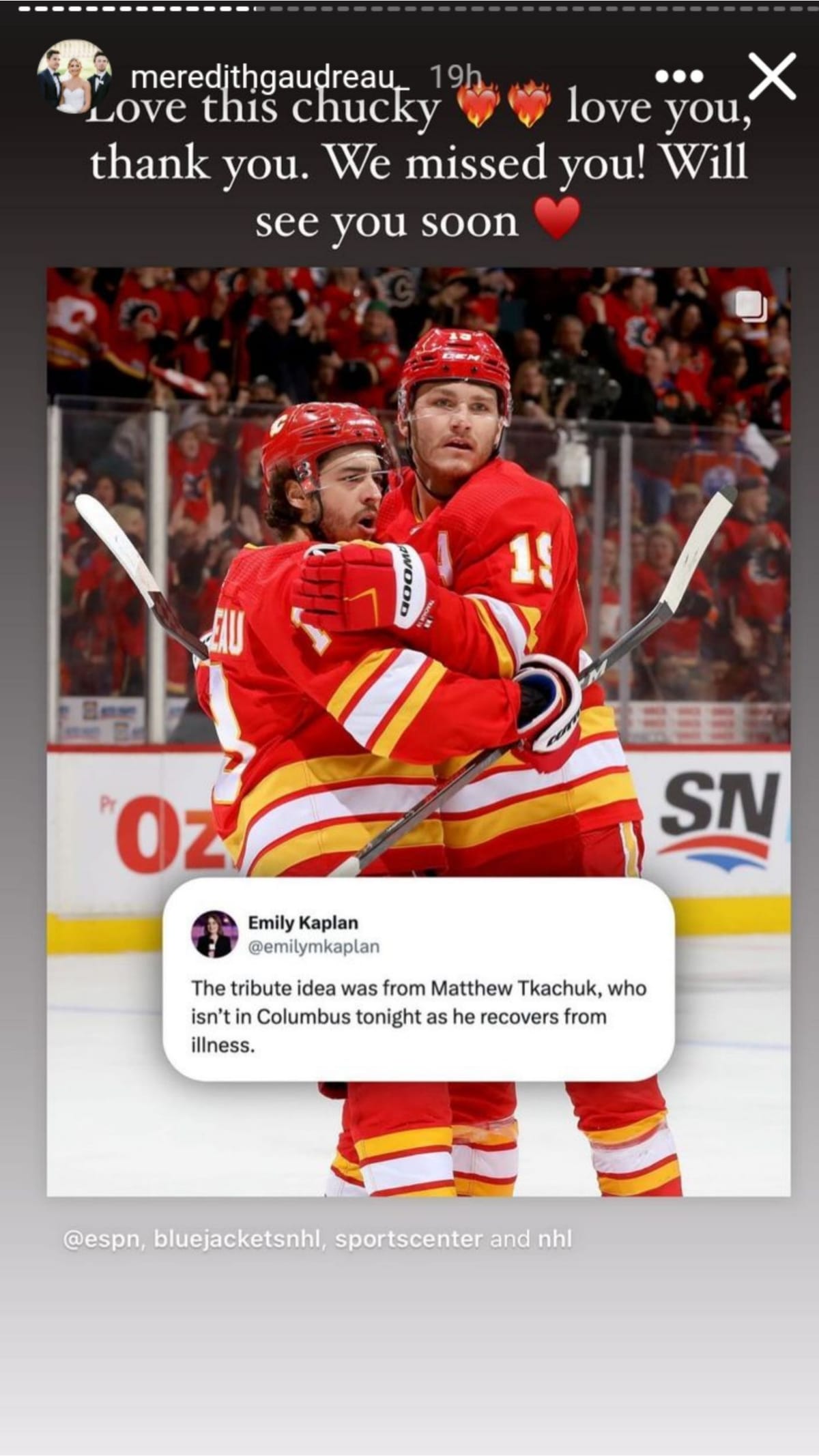 Johnny Gaudreau's widow Meredith pens emotional message for Sean ...