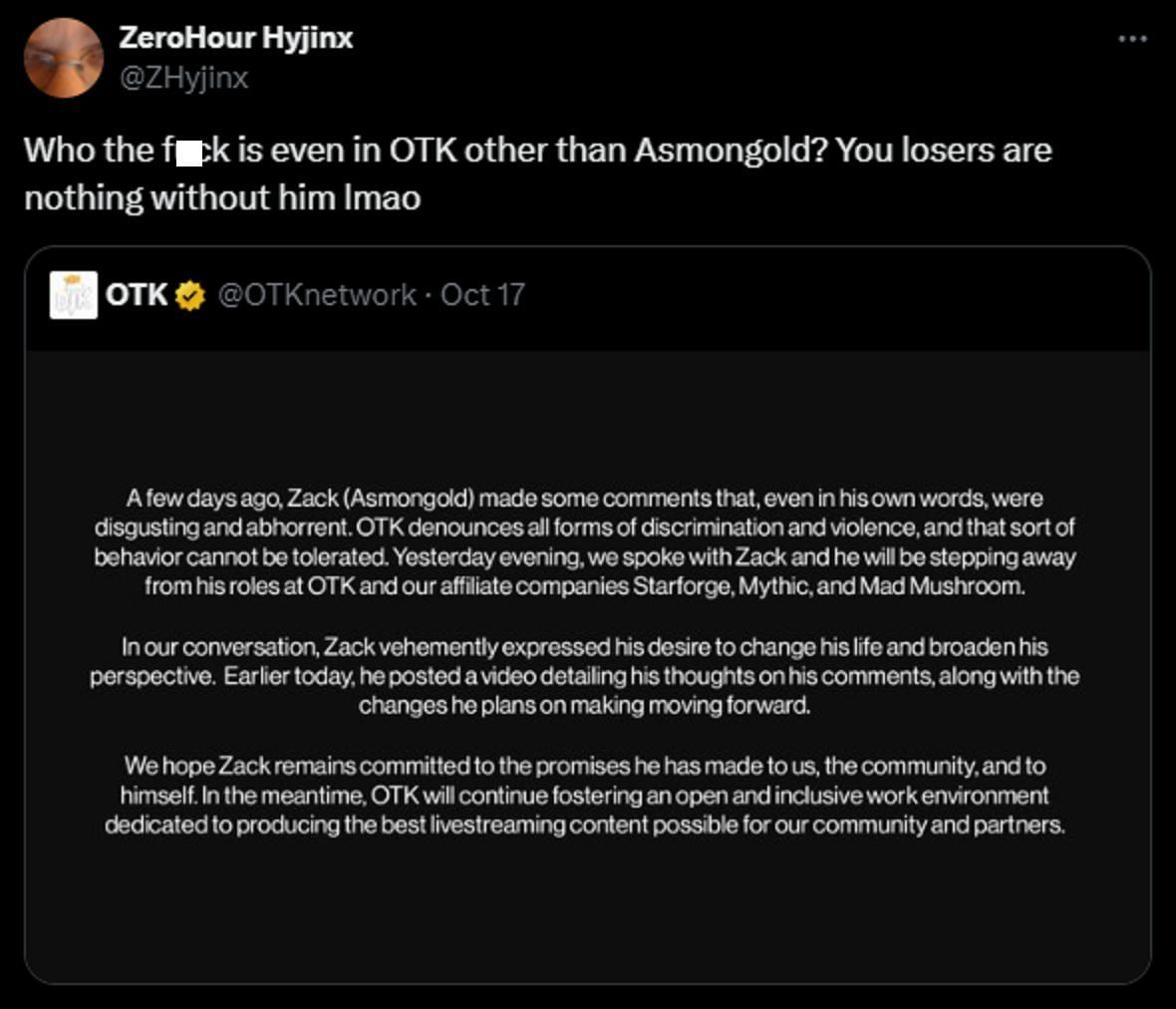 Twitch streamer Nmplol calls fans "super dishonest" for saying OTK is "nothing without" Asmongold