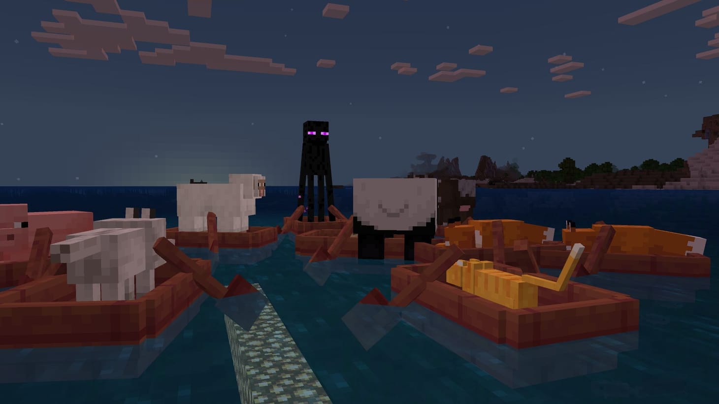 Can horses get on boats in Minecraft Bedrock?