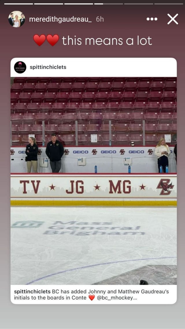 Johnny Gaudreau's widow Meredith touched by BC Hockey's heartwarming ...