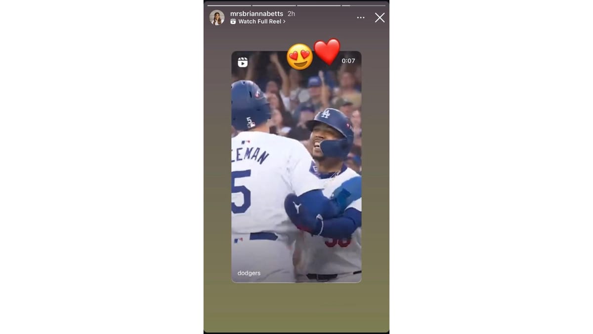Dodgers star Mookie Betts' wife Brianna reacts as husband wraps Freddie ...