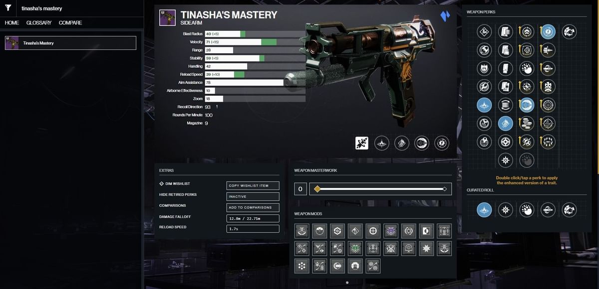 Tinasha's Mastery god roll guide for Destiny 2 PvE and PvP