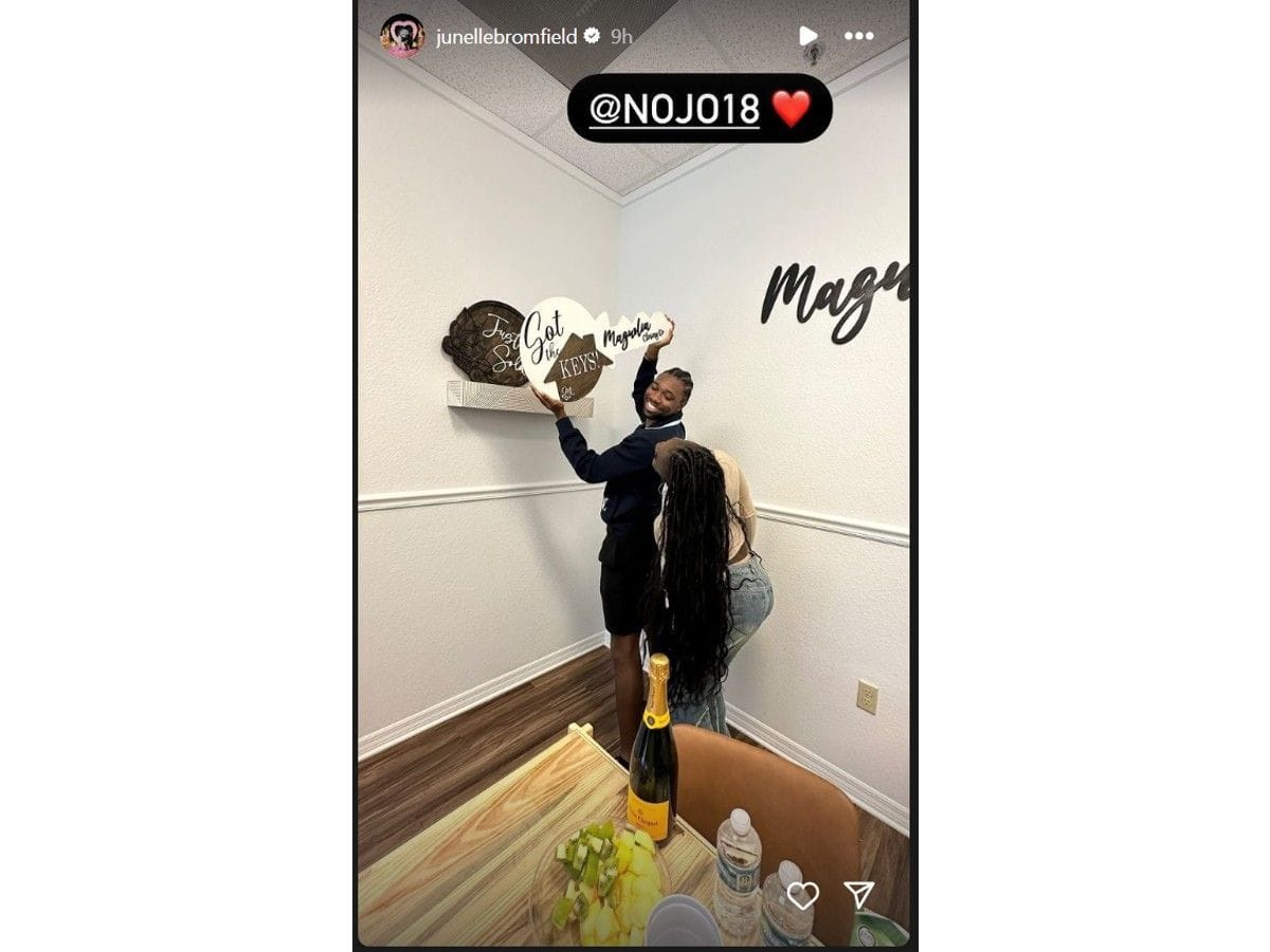 Noah Lyles' fiance Junelle Broomfield does a celebratory dance as they ...