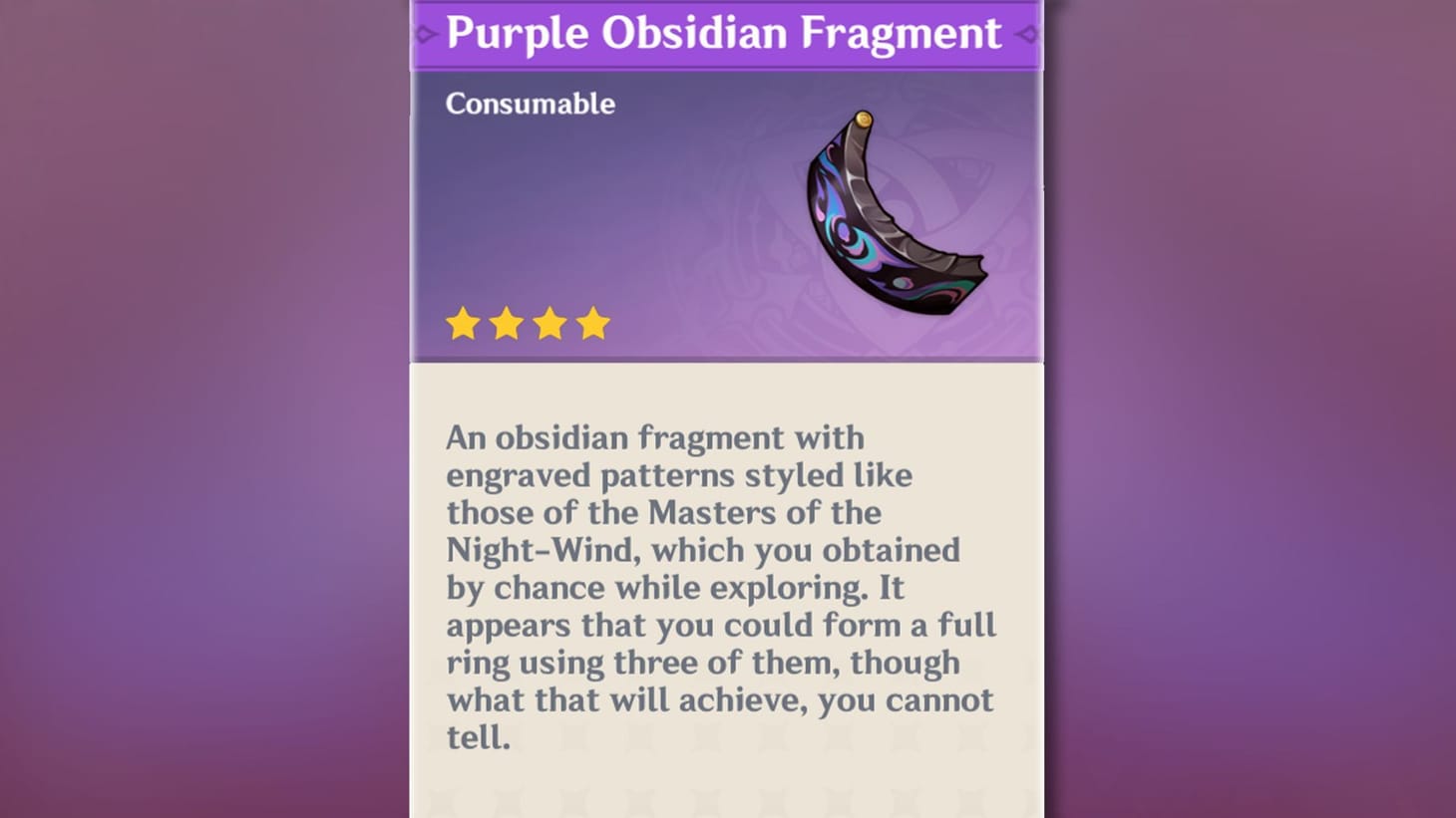 Genshin Impact Purple Obsidian Ring: How to get and use