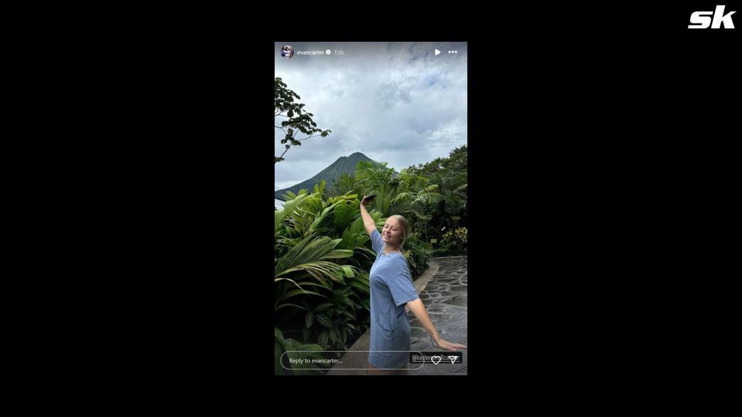 In Photos: Evan Carter & wife Kaylen embrace romantic Costa Rican getaway packed with scenic ...