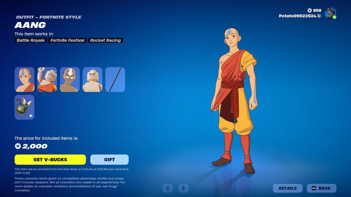 How to get Aang skin in Fortnite