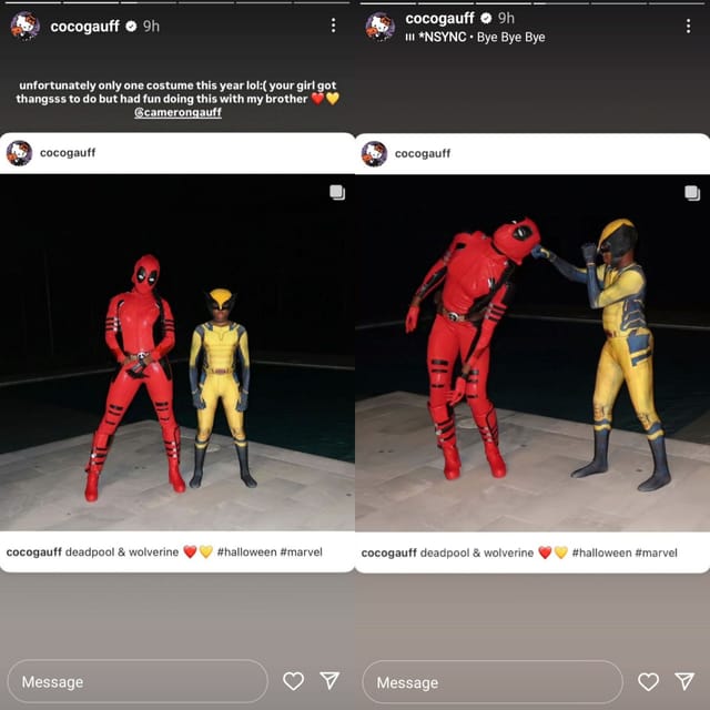 Coco Gauff & brother dress up as iconic Deadpool & Wolverine duo for ...
