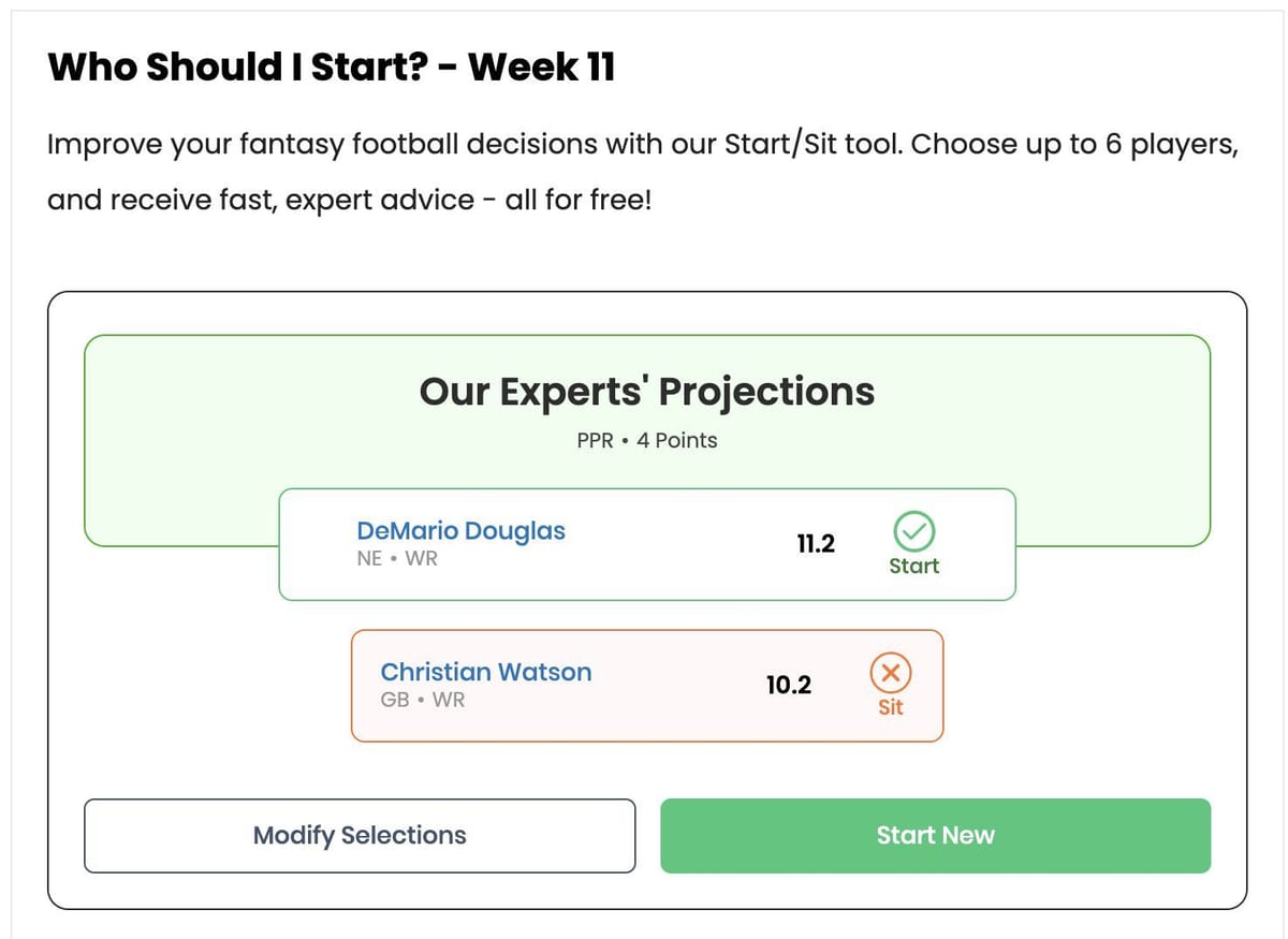 Christian Watson or Demario Douglas Week 11 Start 'Em, Sit 'Em: Fantasy ...
