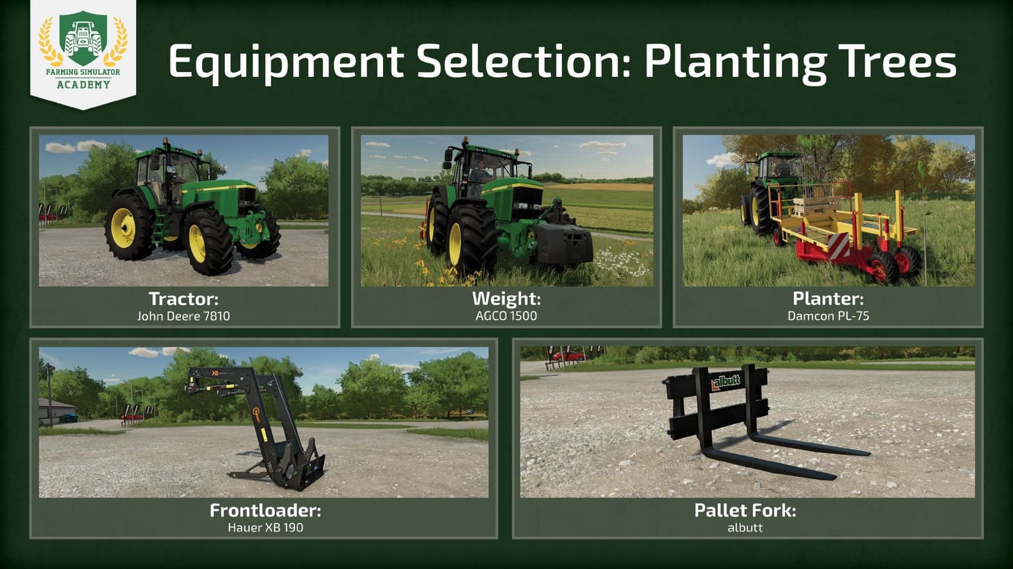 All tree types in Farming Simulator 25
