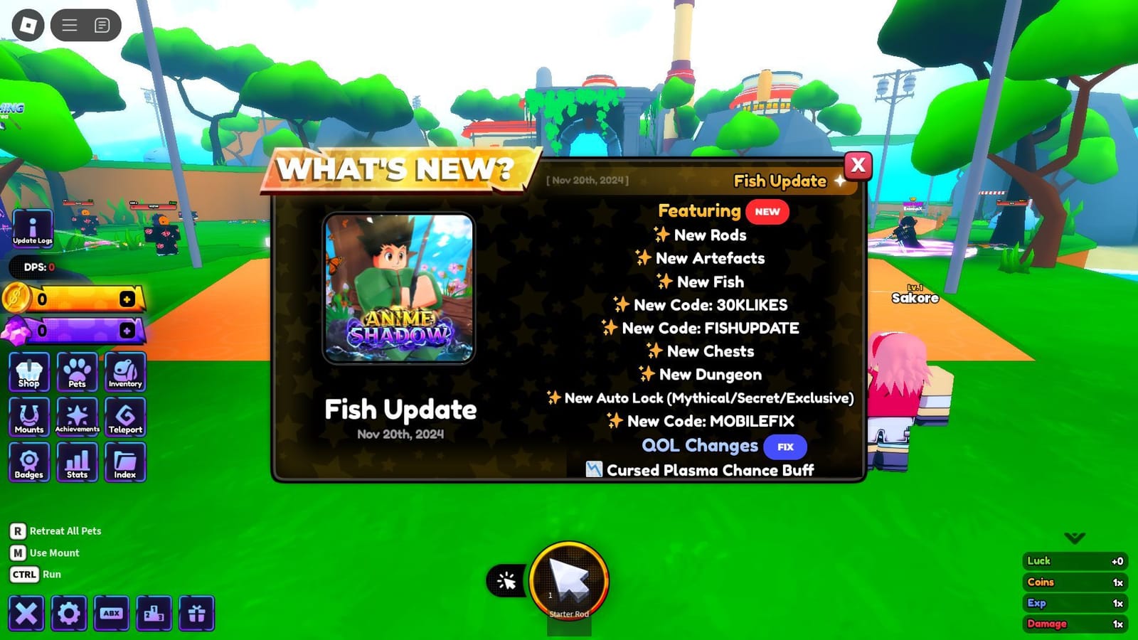 Anime Shadow Fish Update patch notes