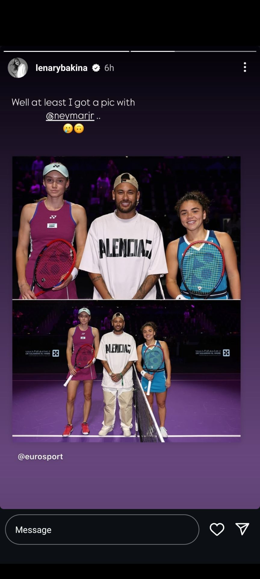 "At least I got a pic with Neymar Jr" - Elena Rybakina jokes after ...