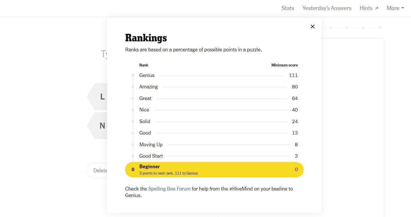 Scoring in the NYT Spelling Bee: Queen Bee, Genius and More