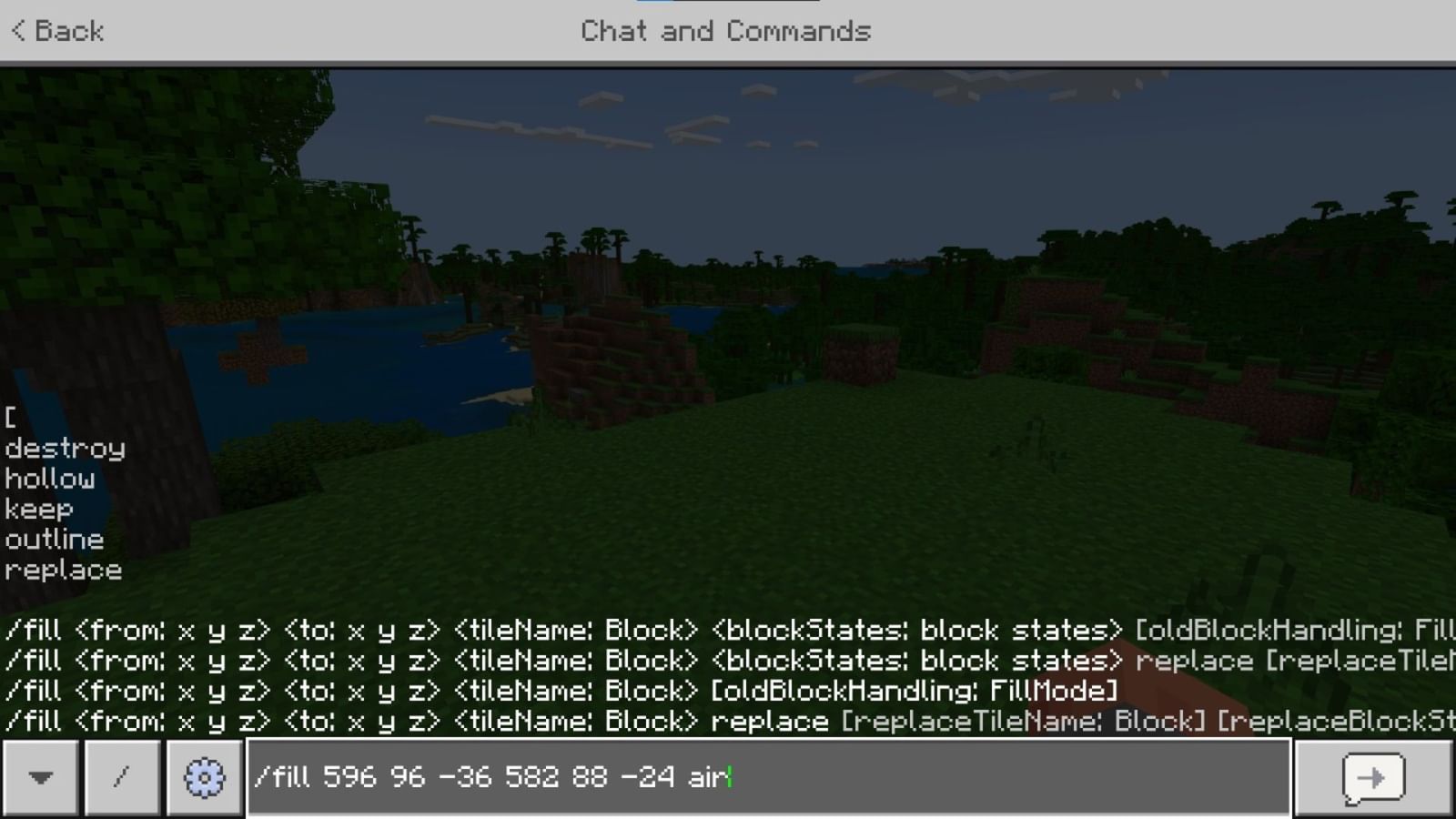 How to flatten area in Minecraft using commands