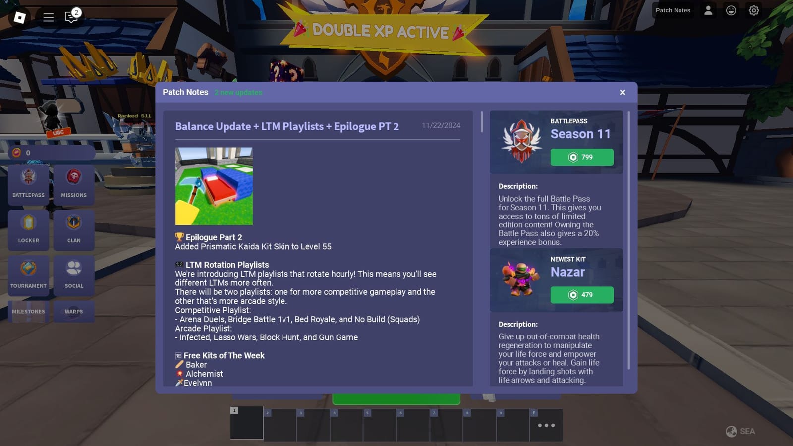 BedWars Balance Update: LTM Playlists, Epilogue PT 2, and more