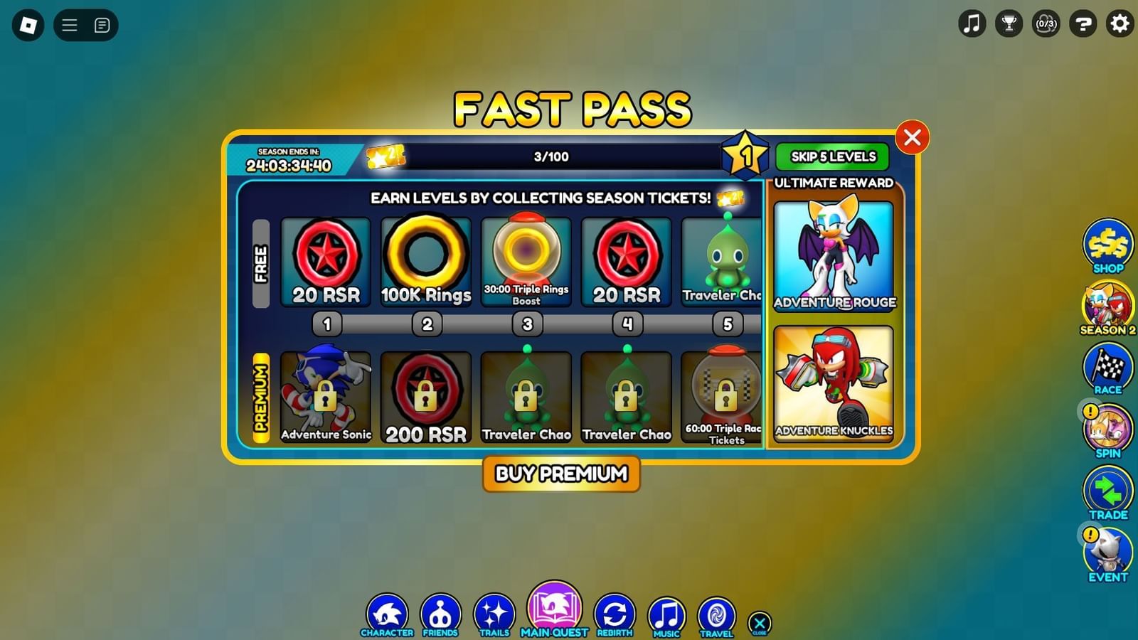 Sonic Speed Simulator Fast Pass Season 2: All rewards and price