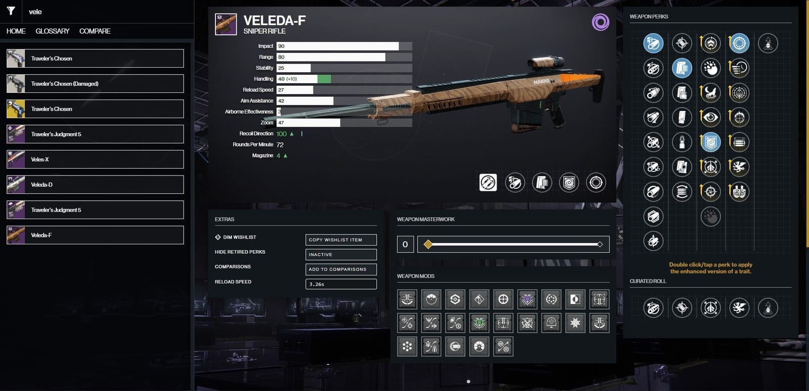 Veleda-F god roll guide for Destiny 2 PvE and PvP
