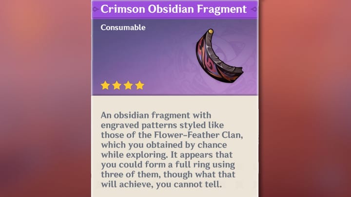 Genshin Impact Crimson Obsidian Ring Barrier Of The Trove location and ...
