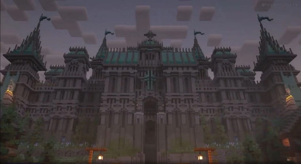 Minecraft player shares adorable pink castle build