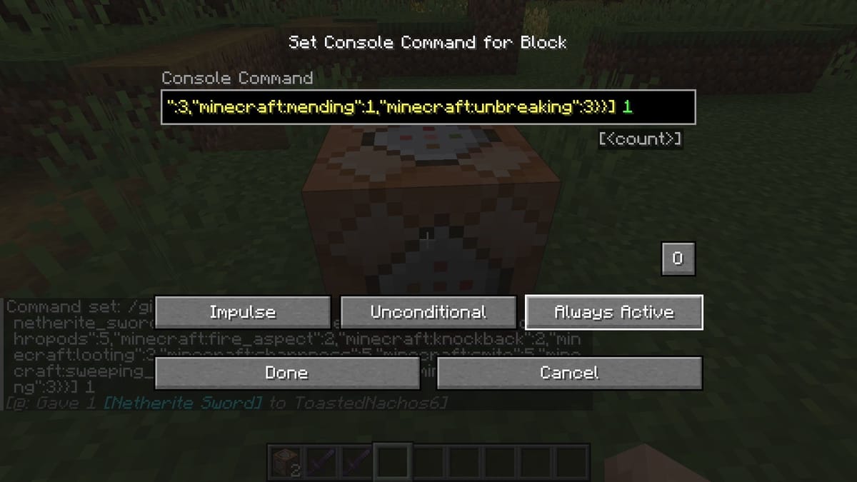 What is the Minecraft command for a sword with all enchantments?
