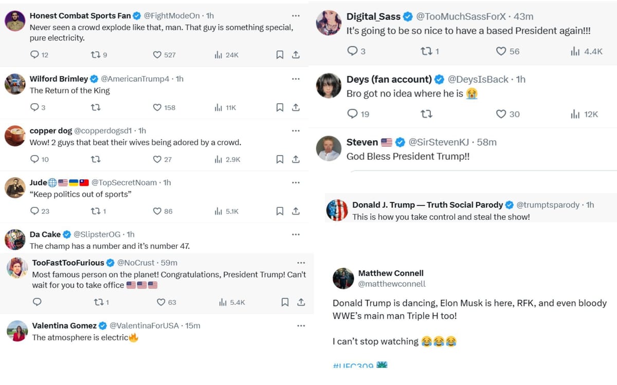 Donald Trump's special moment with Joe Rogan after electrifying UFC 309 ...