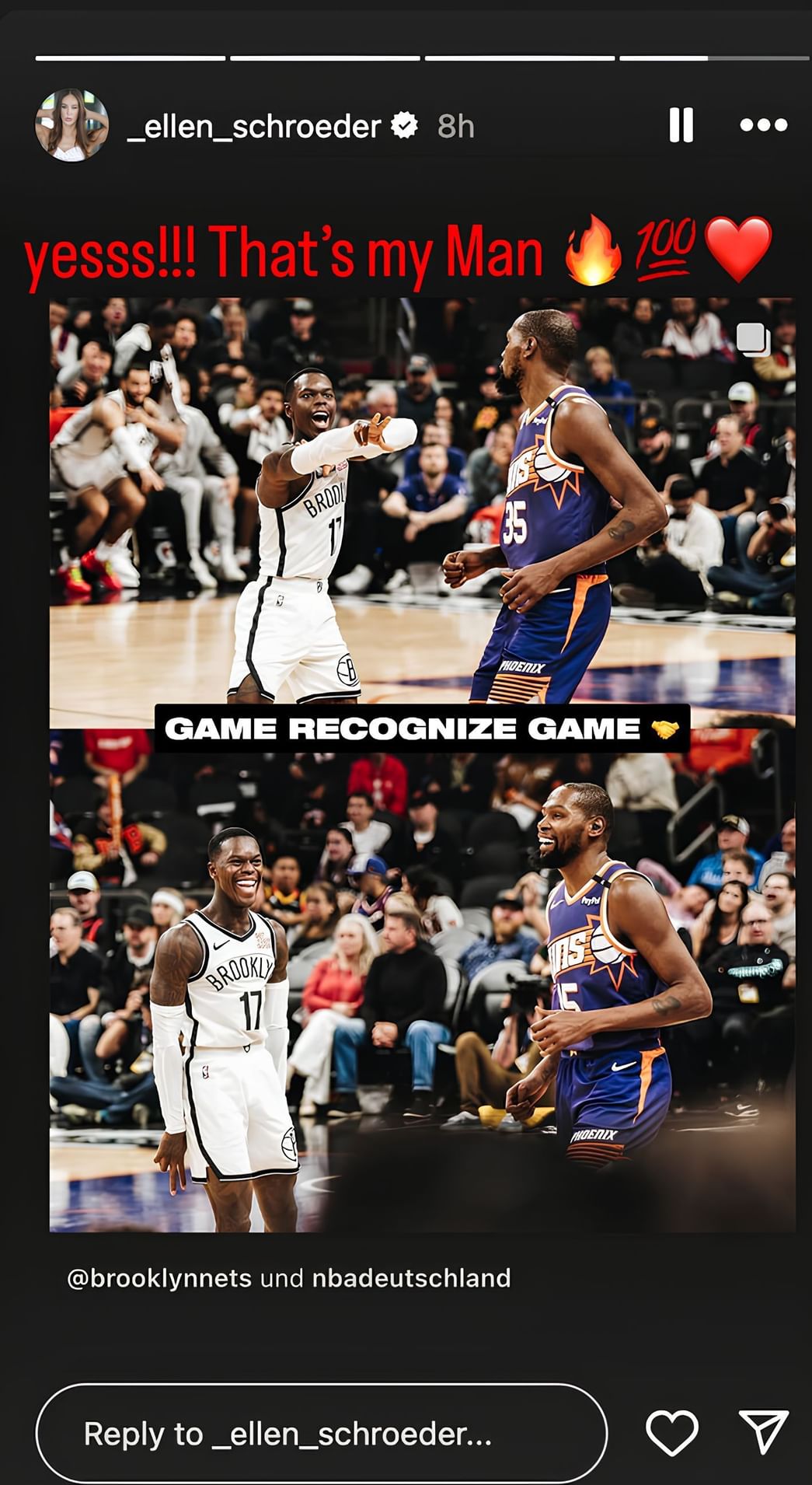 Dennis Schroder's wife Ellen Schroder reacts to Nets star playfully ...