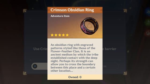 Genshin Impact Crimson Obsidian Ring Barrier Of The Trove location and ...