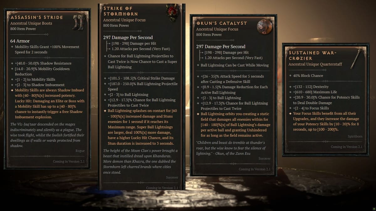 Diablo 4: All new Uniques in Season 7