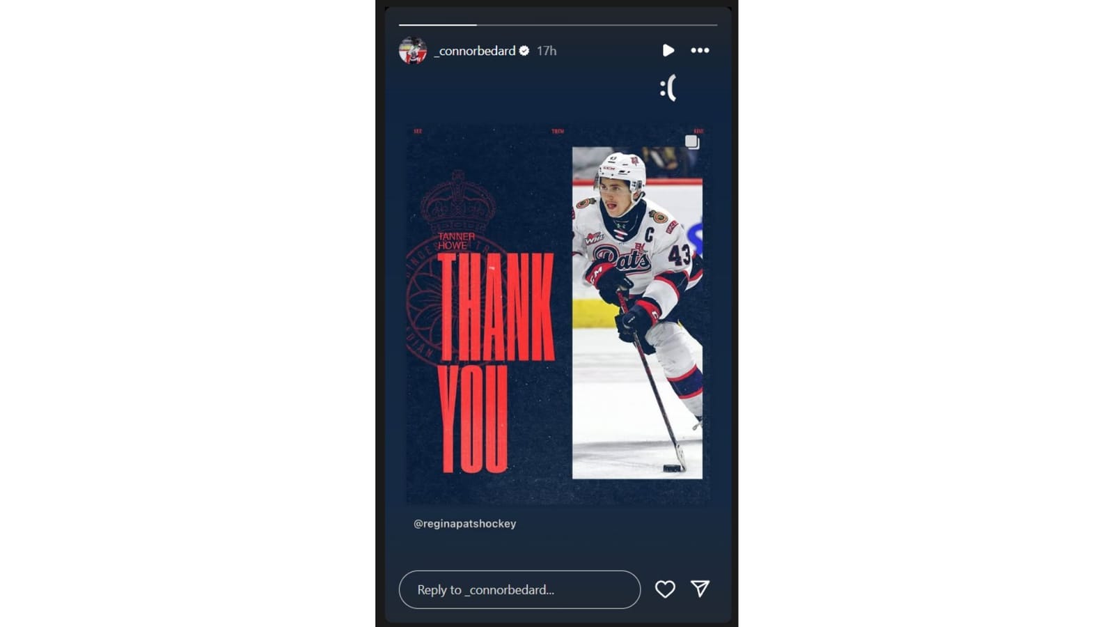 Connor Bedard reacts to Tanner Howe's final game with alma mater Regina ...