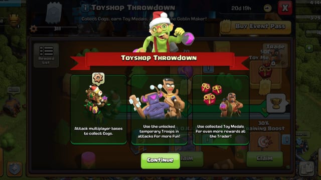 Clash of Clans Toyshop Throwdown event: All rewards listed
