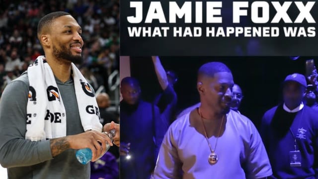 Amused Damian Lillard reacts to Jamie Foxx's "Diddy" joke