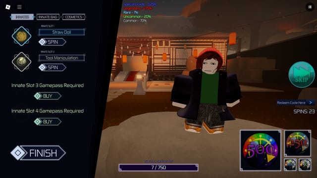 How to get Spins in Jujutsu Infinite