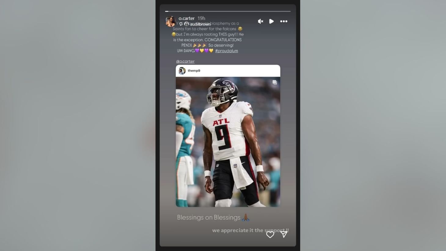 Michael Penix Jr's girlfriend Olivia Carter has her say as rookie gets picked as starting QB ...