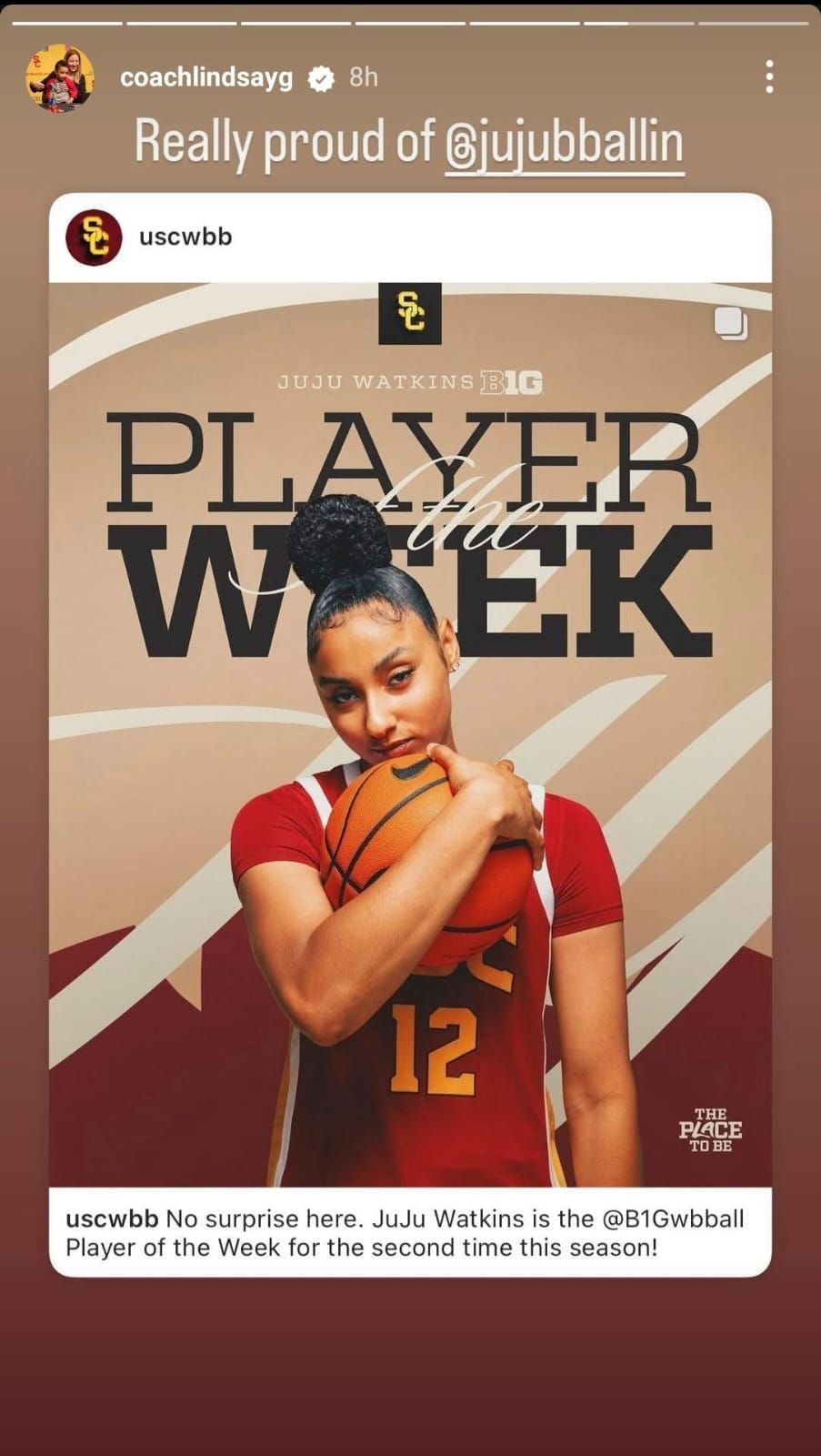 JuJu Watkins: USC HC Lindsay Gottlieb reacts as JuJu Watkins earns Big 10 honor for the 2nd time ...