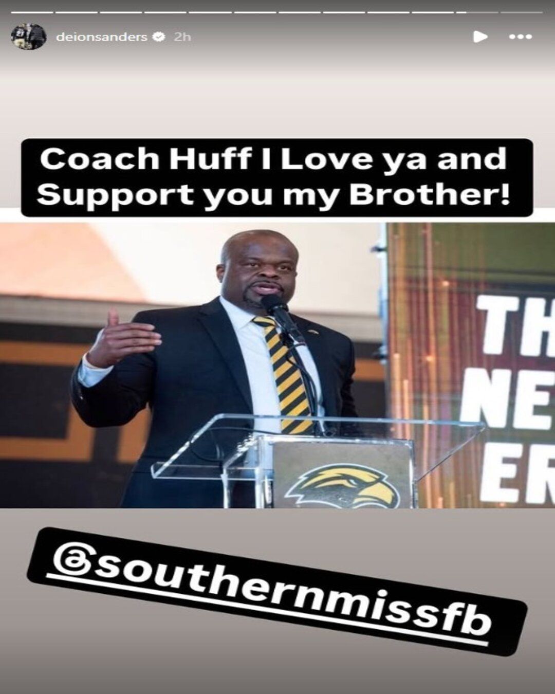 Coach Prime pays a heartfelt tribute to freshly hired Southern Mississippi HC Charles Huff