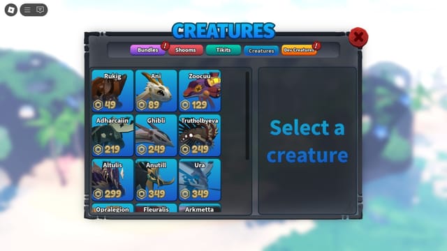 Creatures of Sonaria: All Robux Creatures and Dev Creatures