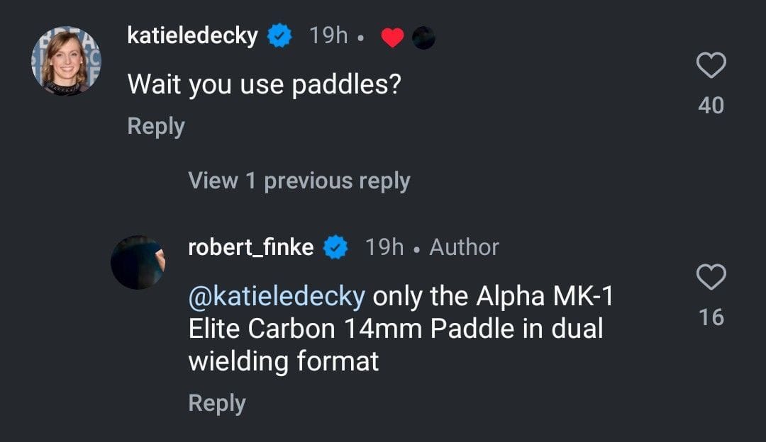 Katie Ledecky teases Bobby Finke over his unique paddles as American ...