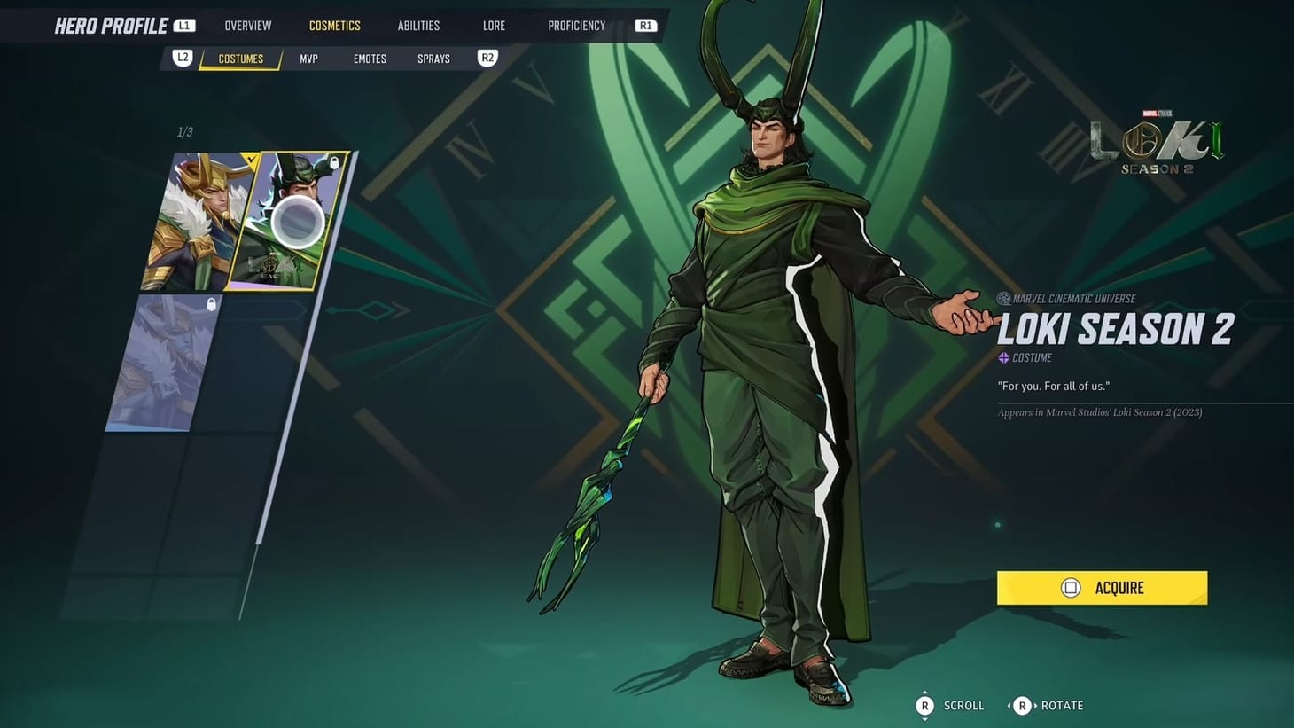 All Marvel Rivals Loki skins: Tier list and prices