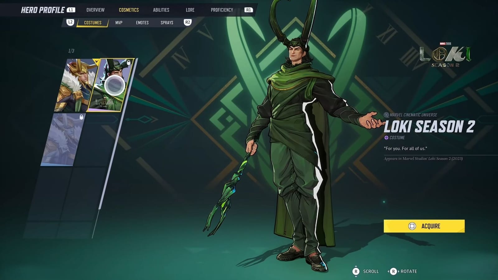 All Marvel Rivals Loki skins: Tier list and prices