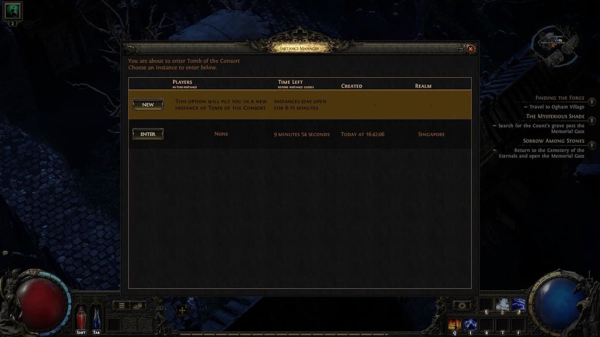 How to reset instances in Path of Exile 2