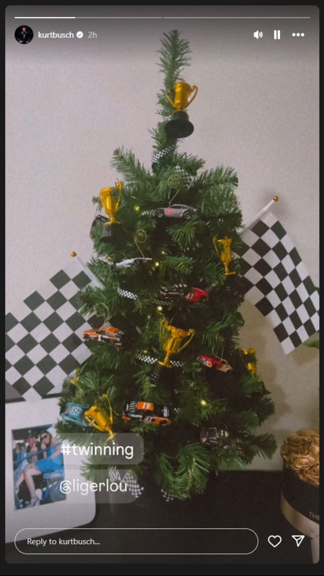 Kurt Busch shares ‘twinning’ NASCAR-themed Christmas trees with ...