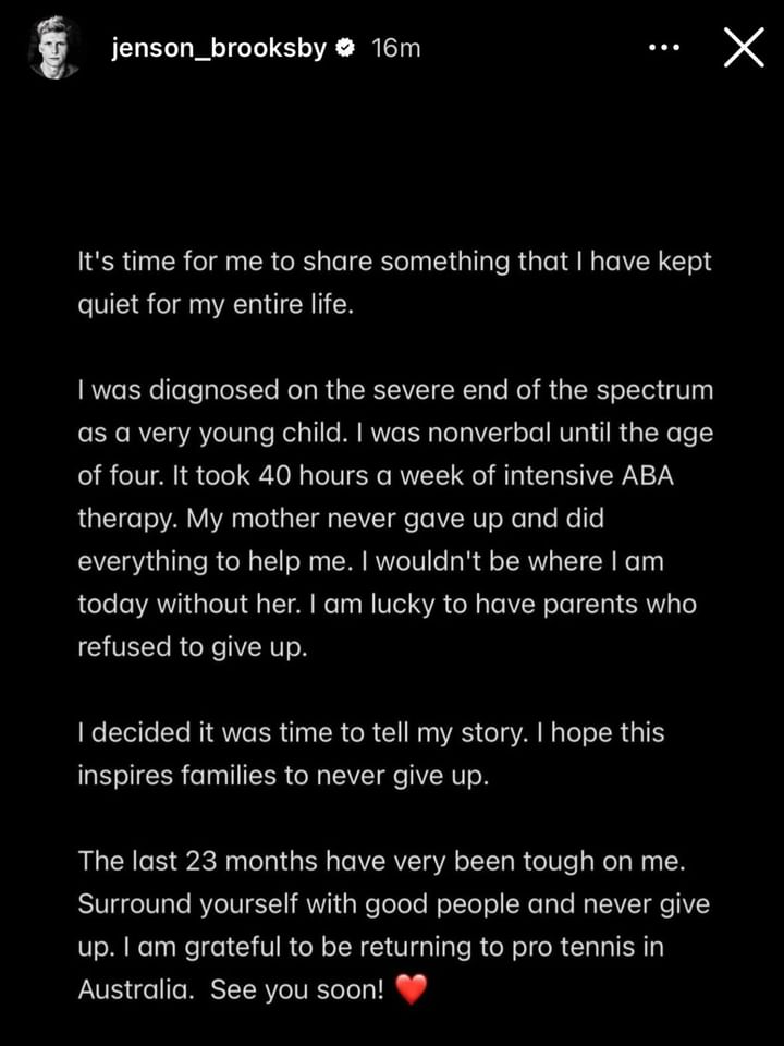 "My mother never gave up" - American Jenson Brooksby emotionally ...