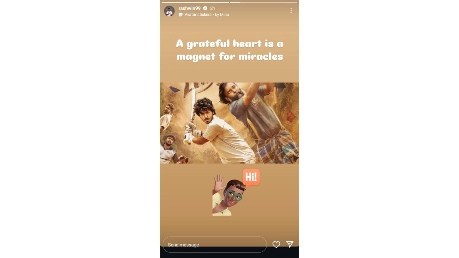 "A grateful heart is a magnet for miracles": R Ashwin posts words of ...