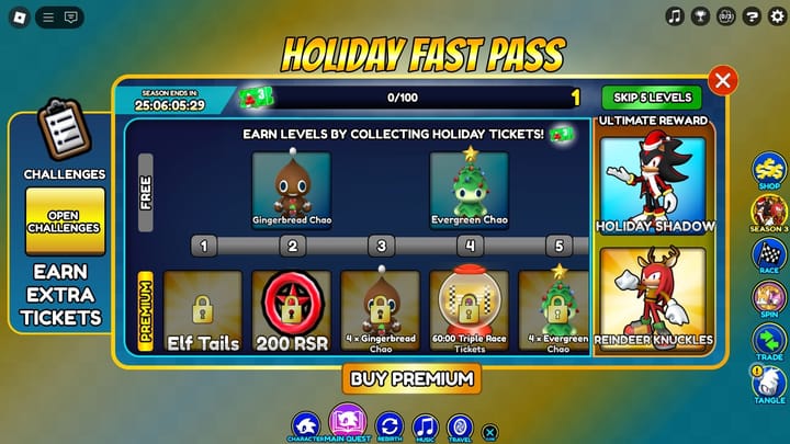 Sonic Speed Simulator Holiday Fast Pass: All rewards and price