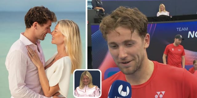 WATCH: Casper Ruud's new fiancée Maria can't stop blushing as he ...