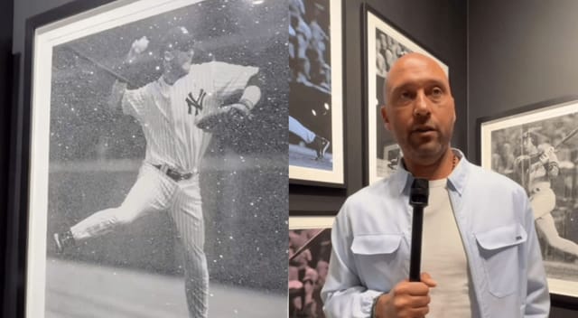 In Photos: Derek Jeter visits Art Miami to see his iconic Yankees ...