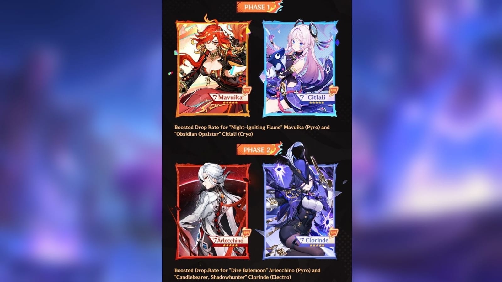 Genshin Impact 5.0 to 5.4 banner schedule