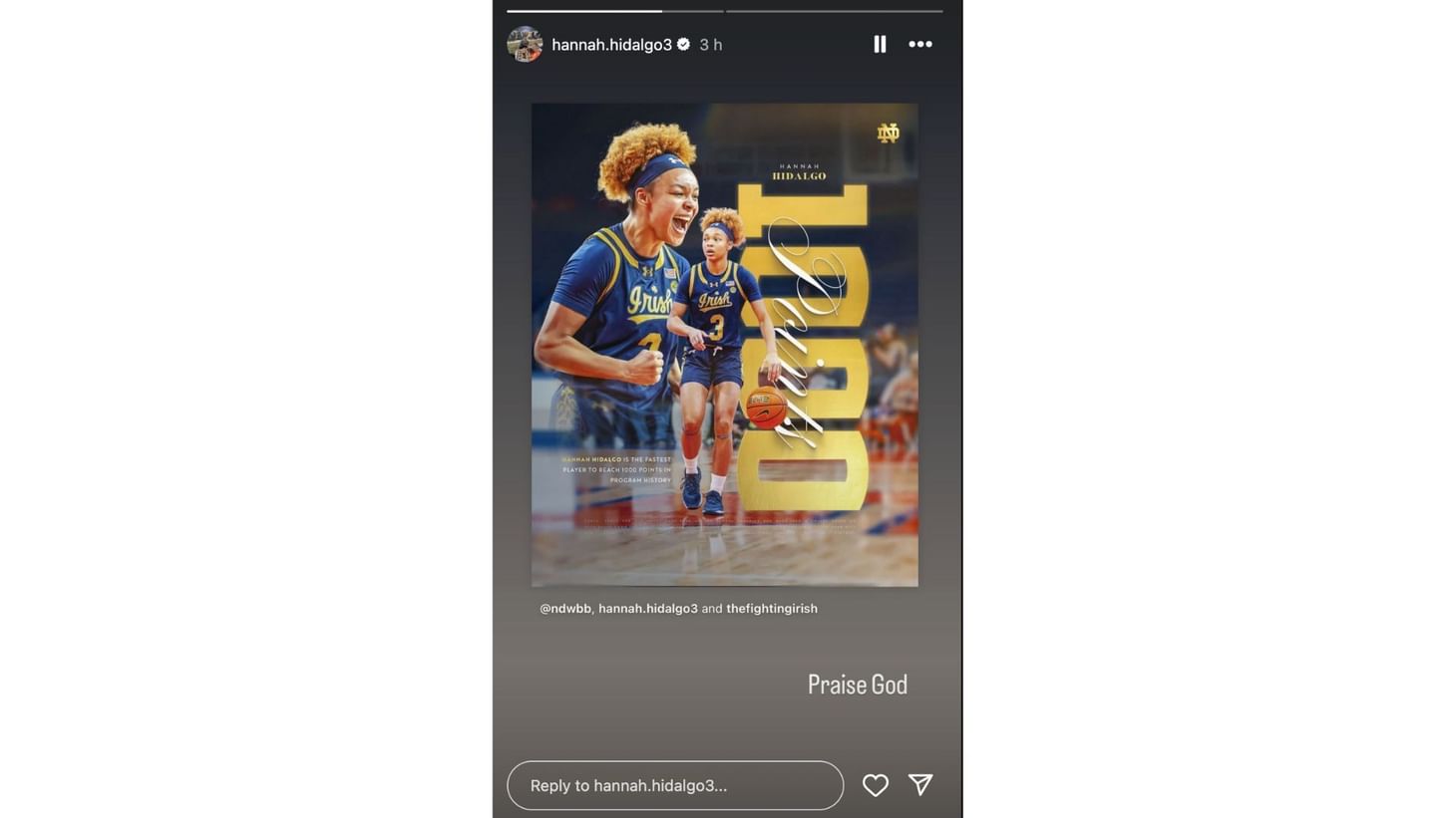 Hannah Hidalgo drops 2-word reaction after breaking impressive Notre Dame record