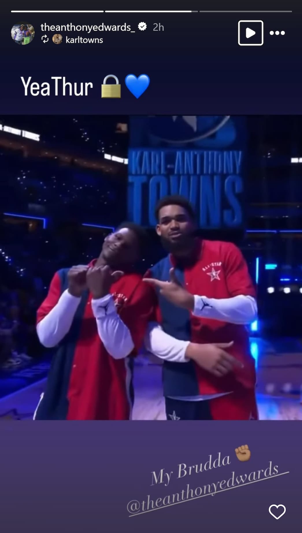 Anthony Edwards reacts in 2 words to Karl-Anthony Towns' shout to ...